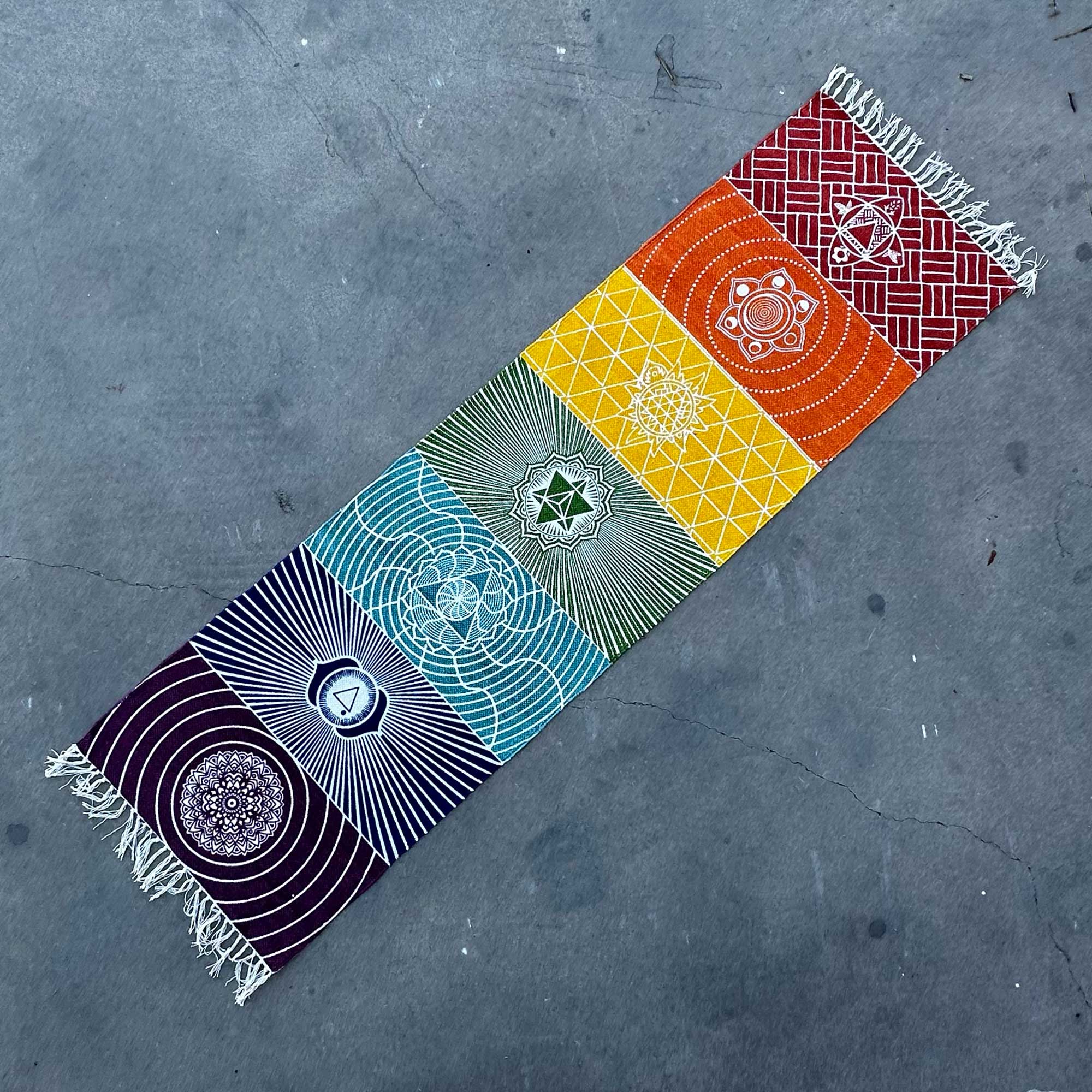 100% Cotton Yoga Rug – 60x200cm – 7 Chakras (ICR-07) | The Handicraft ...